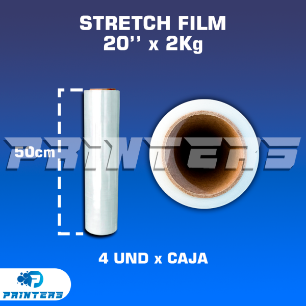 Stretch Film De 20'' X 2kg Altura 50 Cm - Caja X4 Unid - IMPRESORAS DE CARNETS